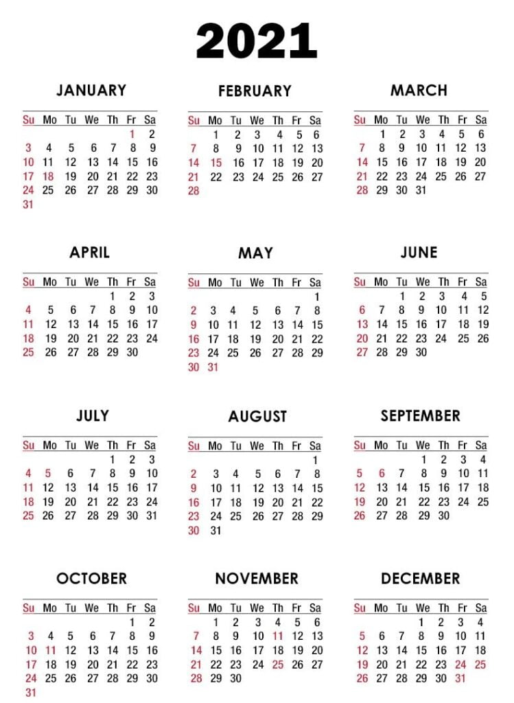 Editable Calendar 2021 | Calendar Dream