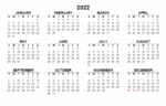 Printable Blank Yearly 2022 Calendar Template [PDF]