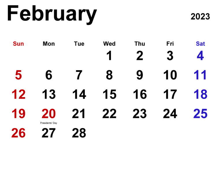 February 2023 Calendar With Holidays