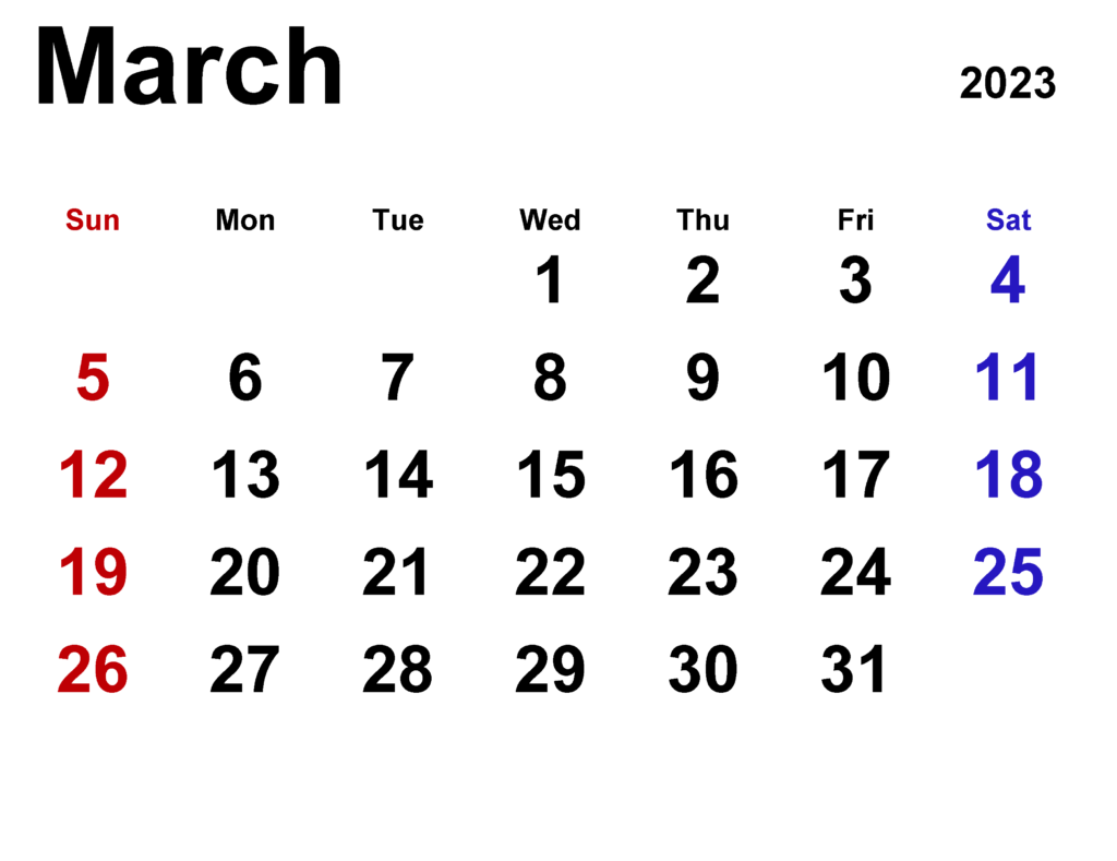 Printable March 2023 Calendar With Holidays In PDF Word