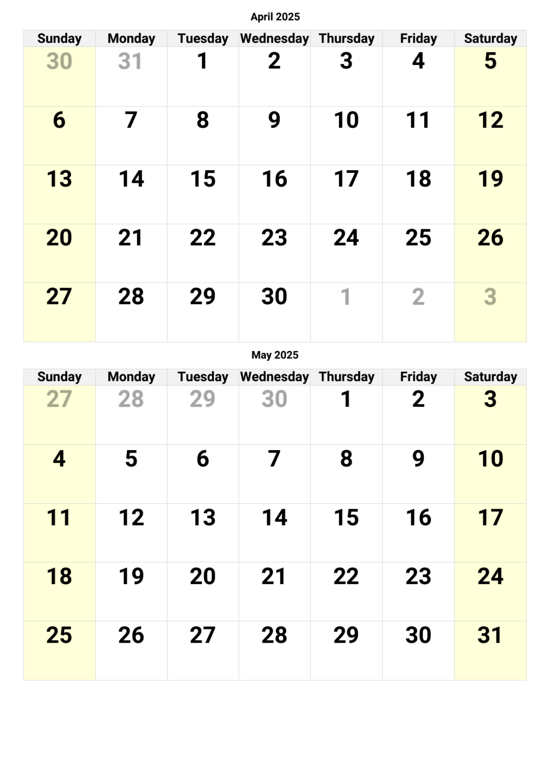 Free Printable April and May 2025 Calendar [PDF]
